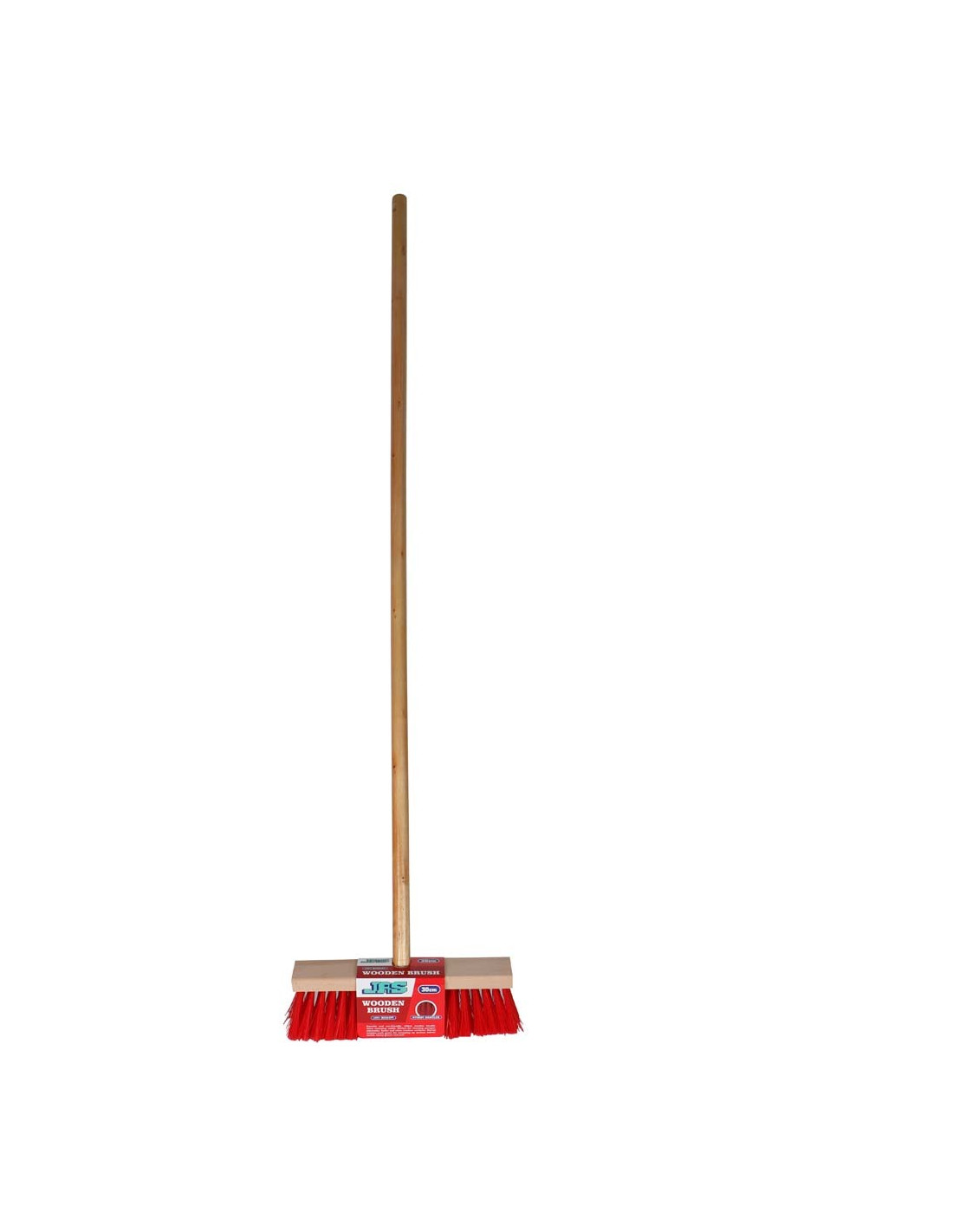 J12189 HARD RED BROOM WITH WOODEN HANDLE 30 CM