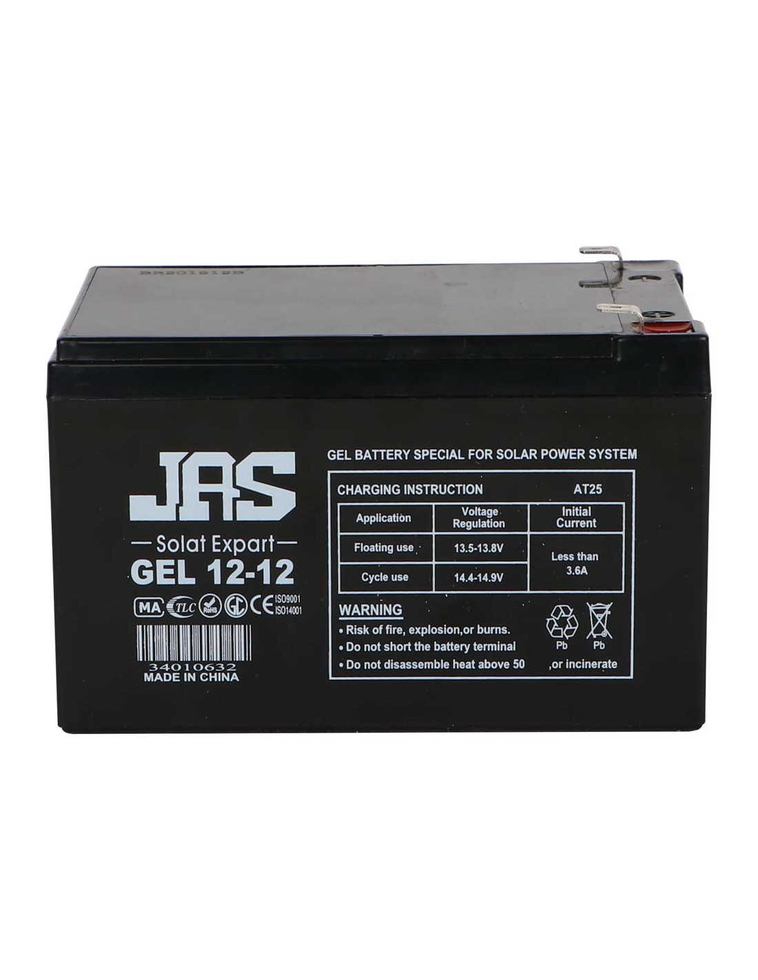 GEL SOLAR BATTERY 12V 12 AMP