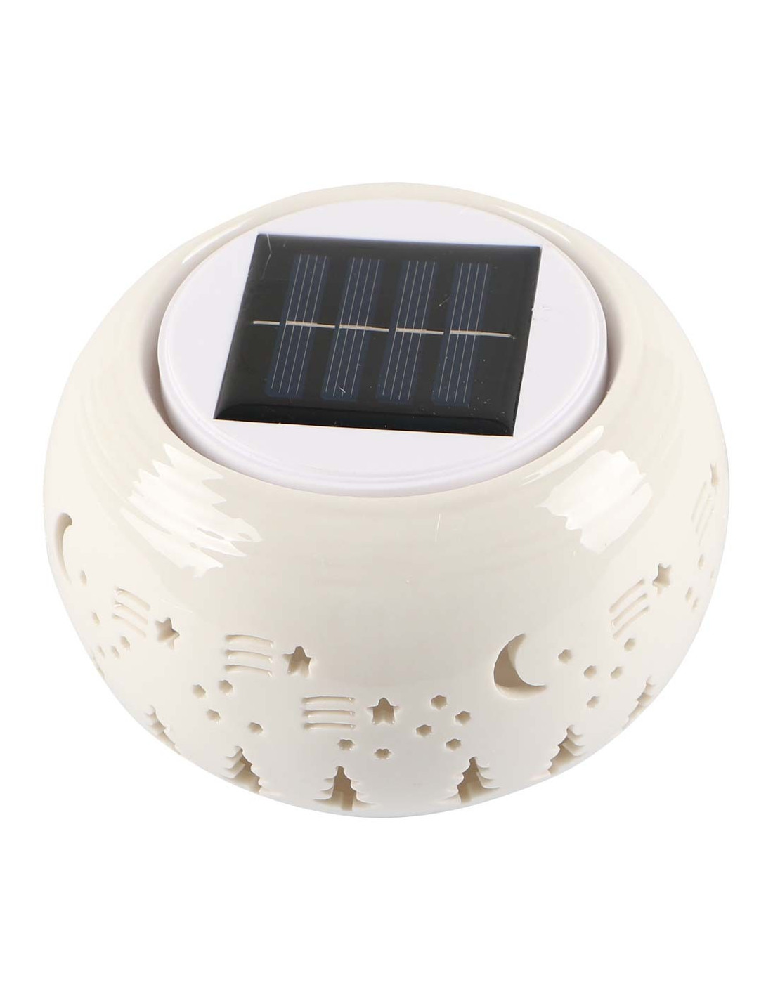 2145 SOLAR GARDEN TABLE LIGHT CERAMICS, WHITE 2 IN 1 120 X 85MM