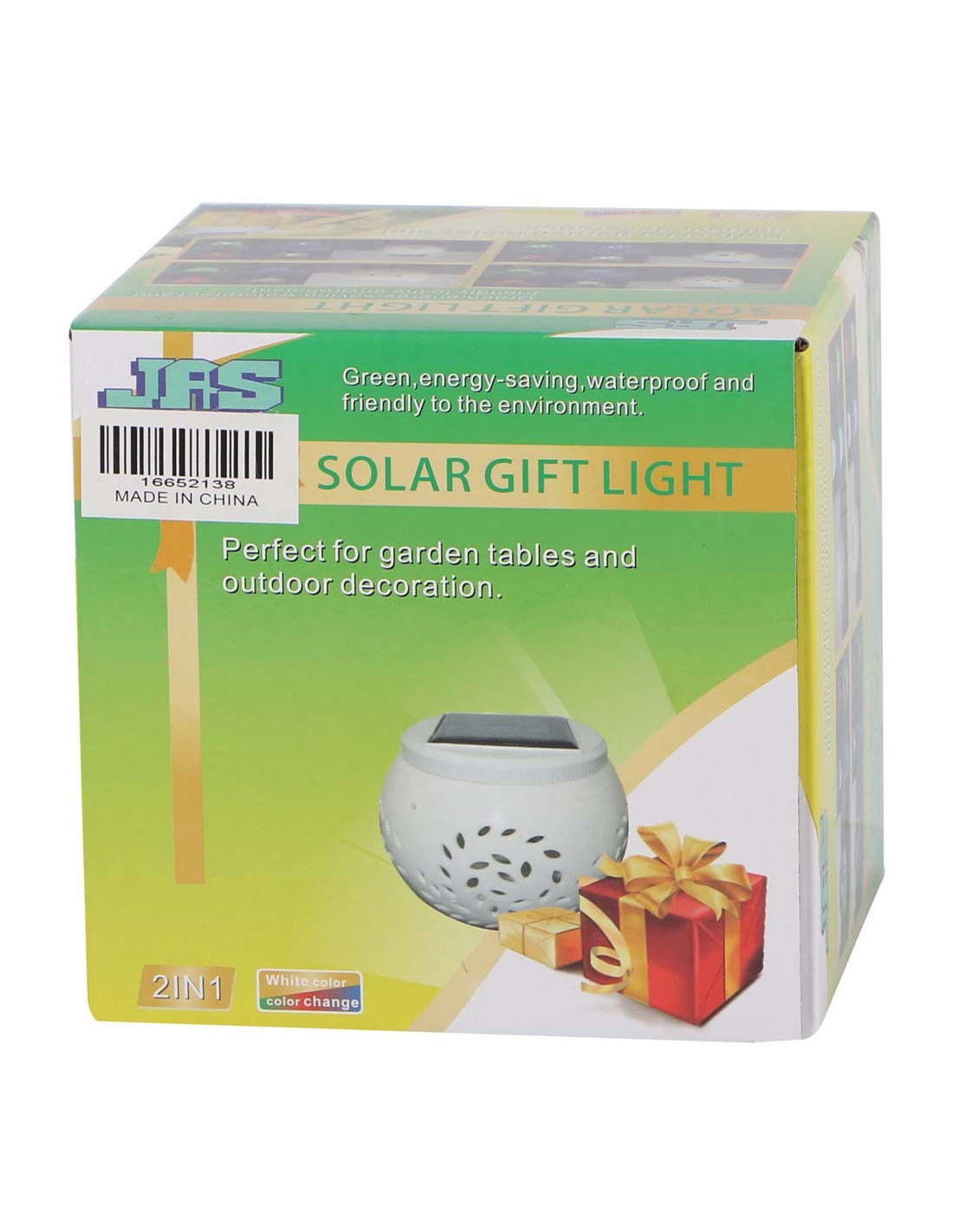 2138 SOLAR GARDEN TABLE LIGHT CERAMICS, WHITE 2 IN 1 100 X 75MM
