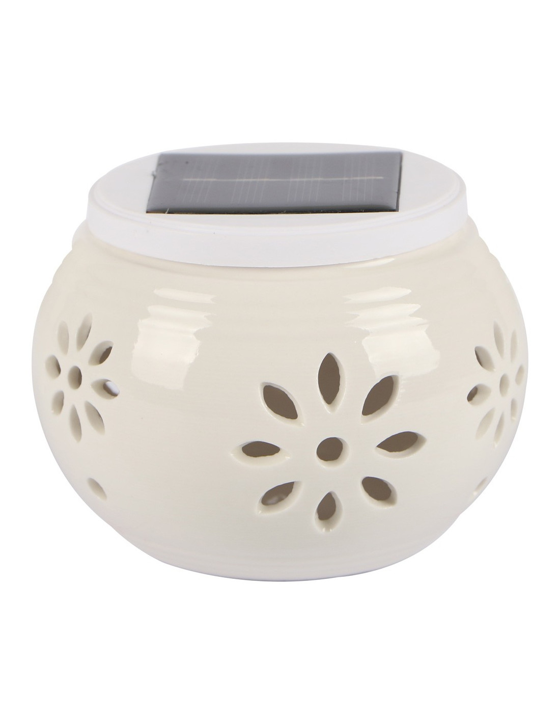 2135 SOLAR GARDEN TABLE LIGHT CERAMICS, WHITE 2 IN 1 100×75MM