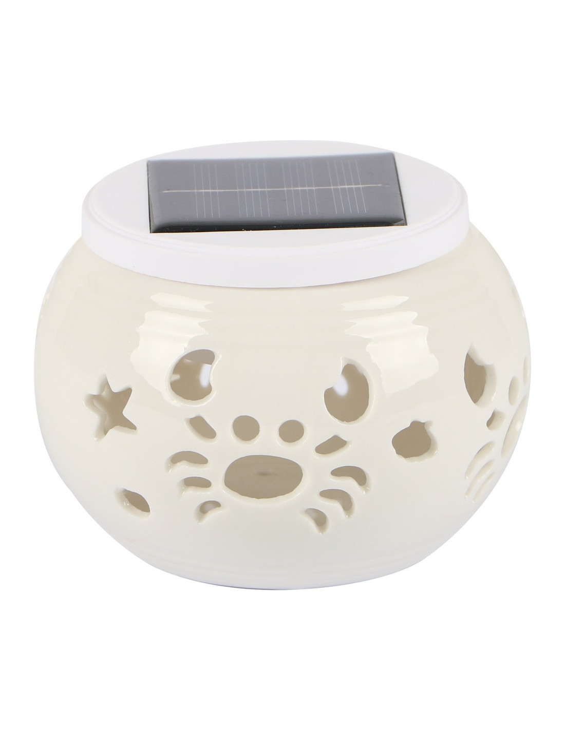 2141 SOLAR GARDEN TABLE LIGHT CERAMICS, WHITE 2 IN 1 100 X 75MM