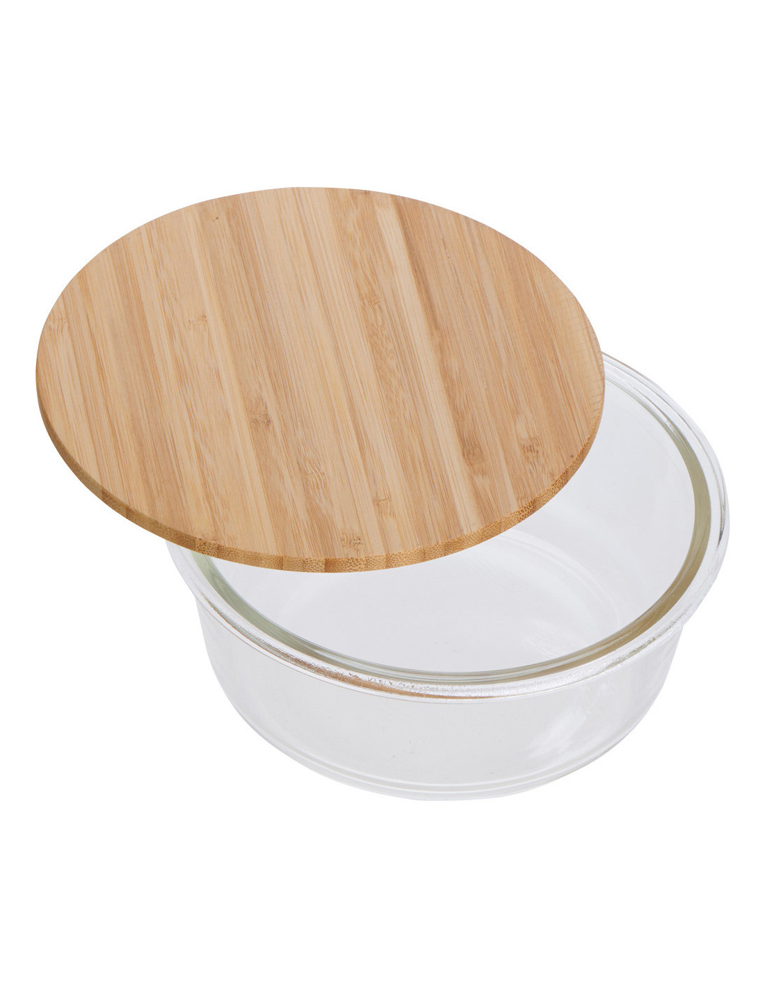 Glass Bowl With Bamboo Lid - Small -1400 Ml
