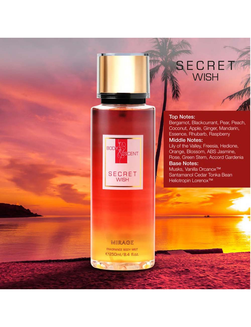 MIRAGE ROSE PETALS BODY MIST 250ML